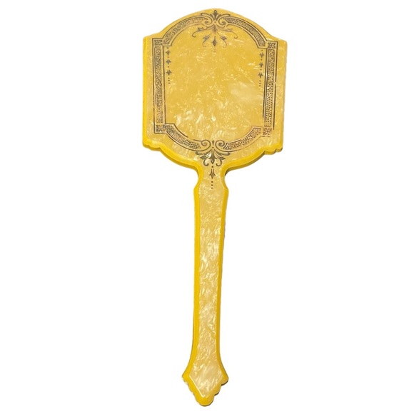 Accents | Vintage Lucite Hand Mirror Pale Yellow With Brown Accents 135 ...